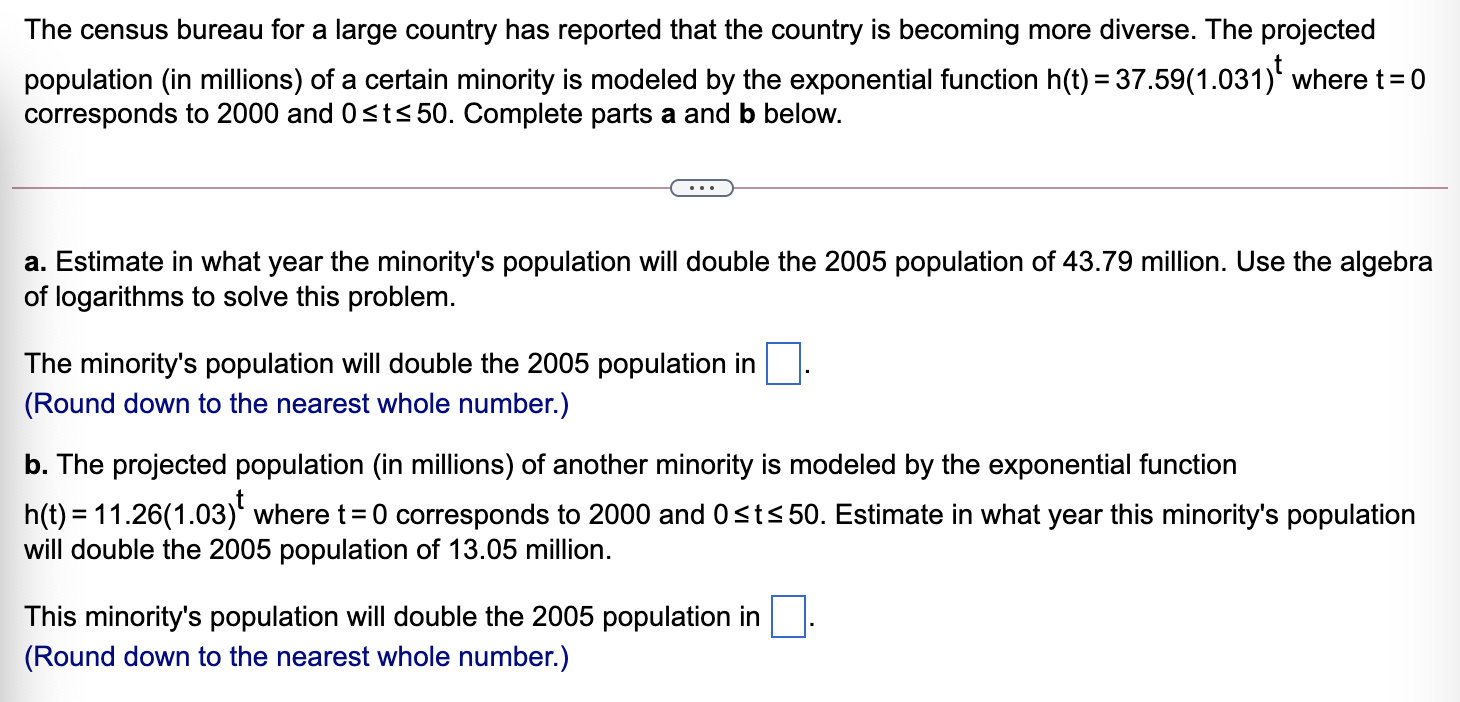 Solved The census bureau for a large country has reported | Chegg.com