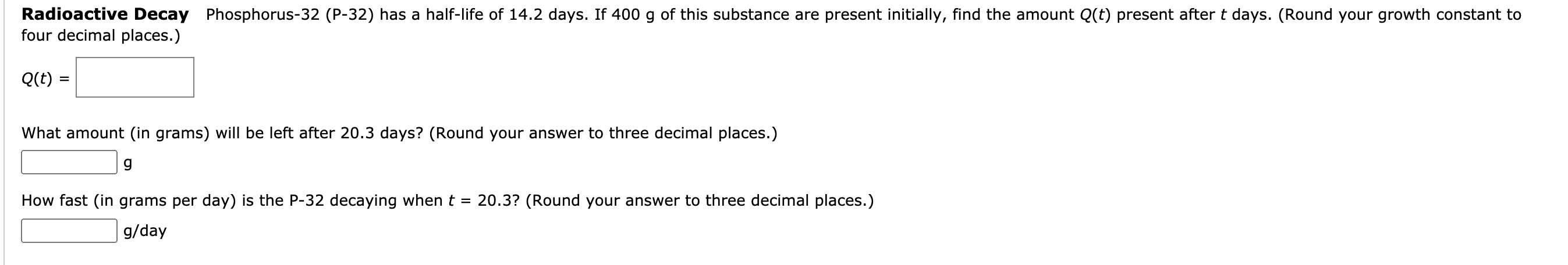 Solved Radioactive Decay Phosphorus-32 (P-32) has a | Chegg.com