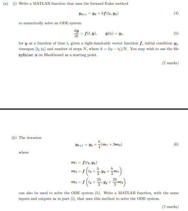 Solved (i) Write a MATLAB function that uses the forward | Chegg.com