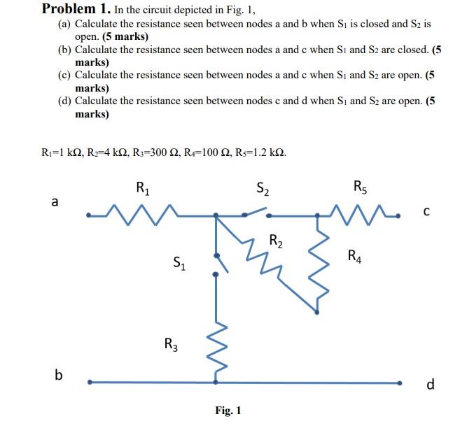 Solved Problem 1. In the circuit depicted in Fig. 1, (a) | Chegg.com