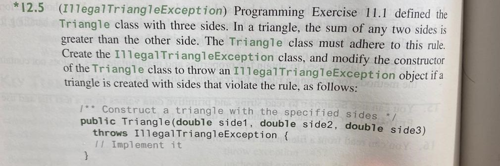 Solved * 12.5 (111egal TriangleException) Programming | Chegg.com