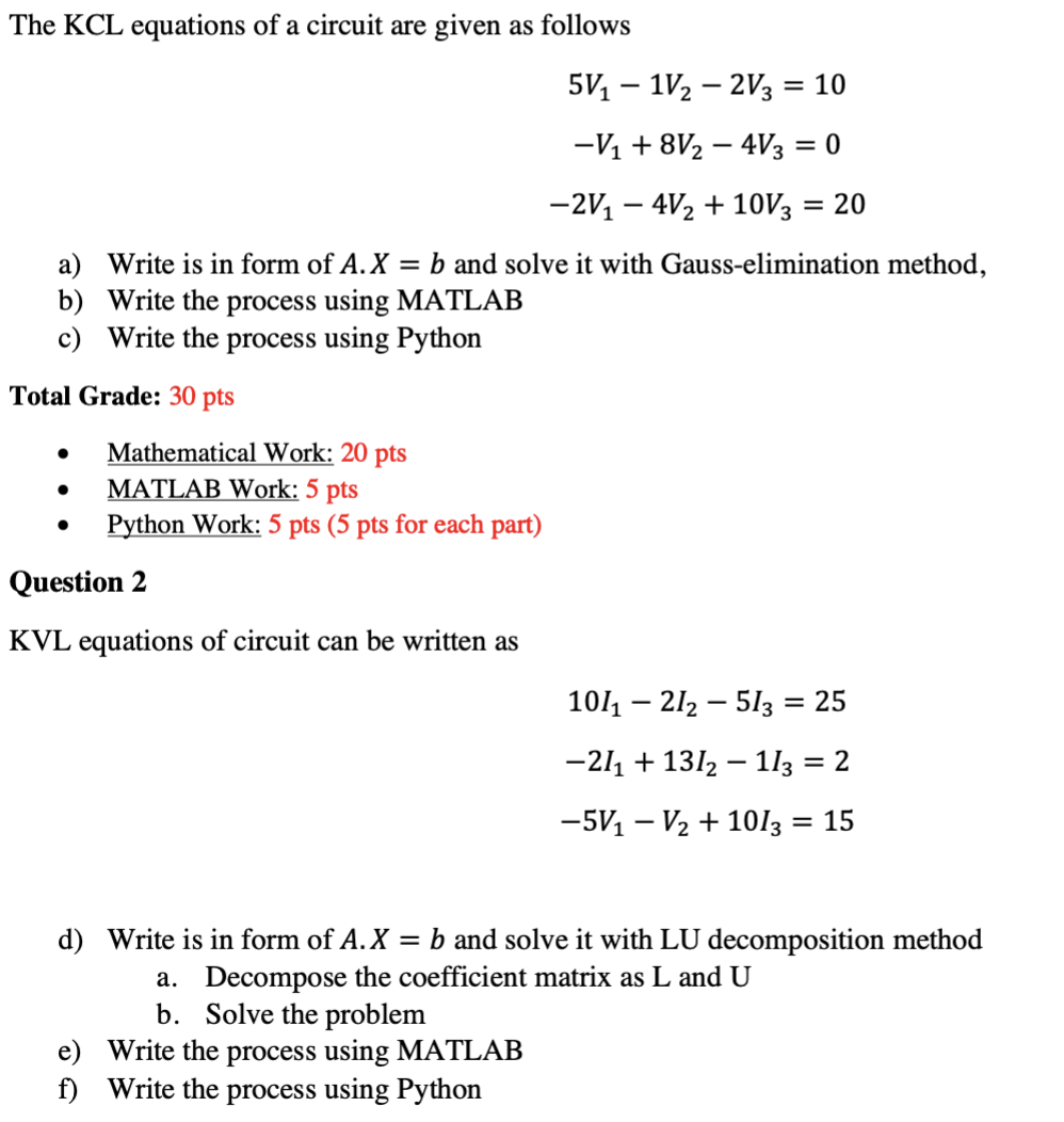 Solved The KCL equations of a circuit are given as follows | Chegg.com