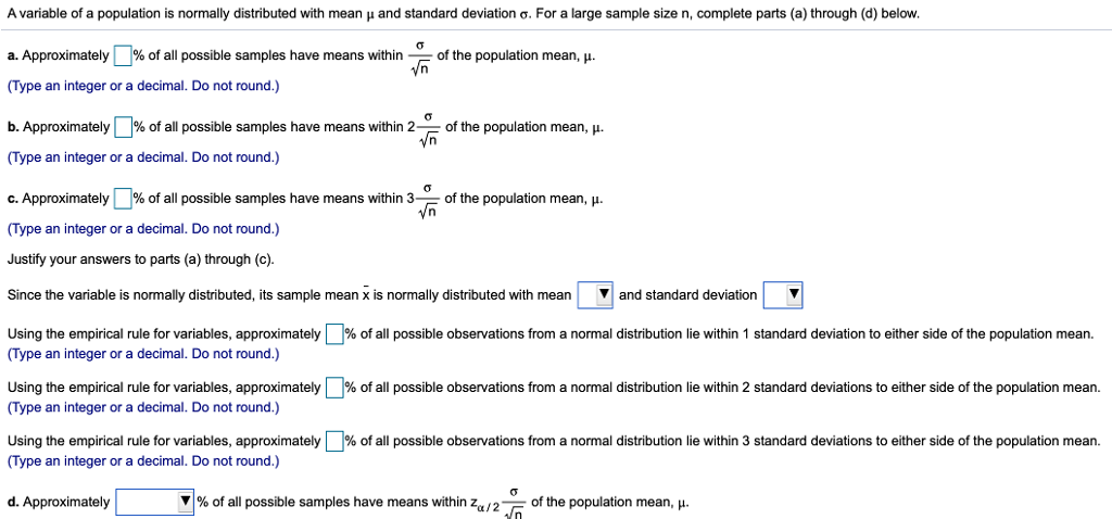 Solved A variable of a population is normally distributed | Chegg.com