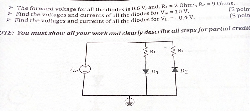 Solved > The forward voltage for all the diodes is 0.6 V, | Chegg.com