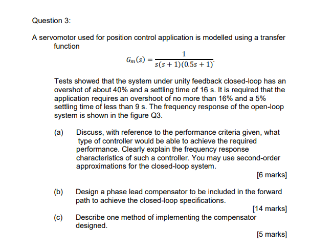 Solved Question 3: A servomotor used for position control | Chegg.com