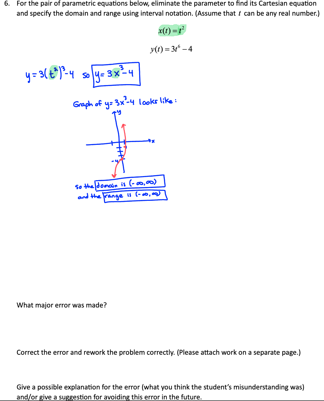 Solved For the pair of parametric equations below, eliminate | Chegg.com