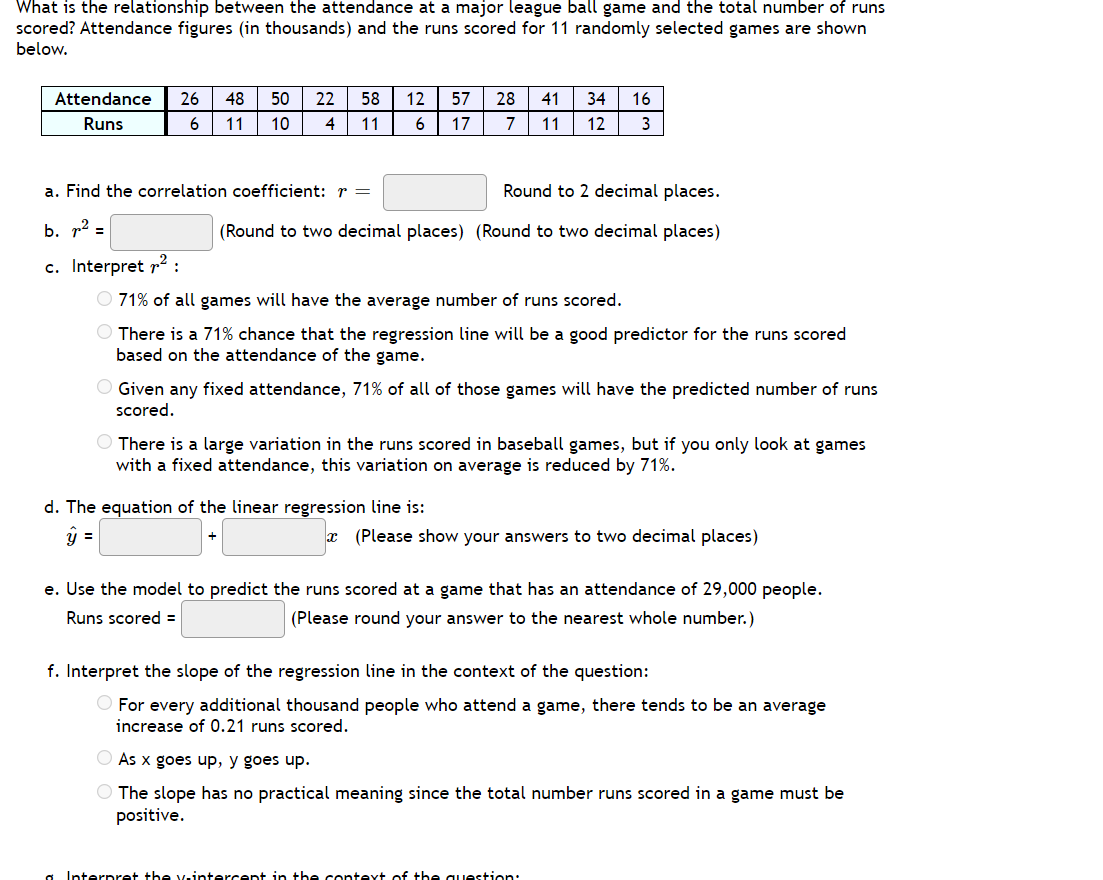 Solved What is the relationship between the attendance at a | Chegg.com