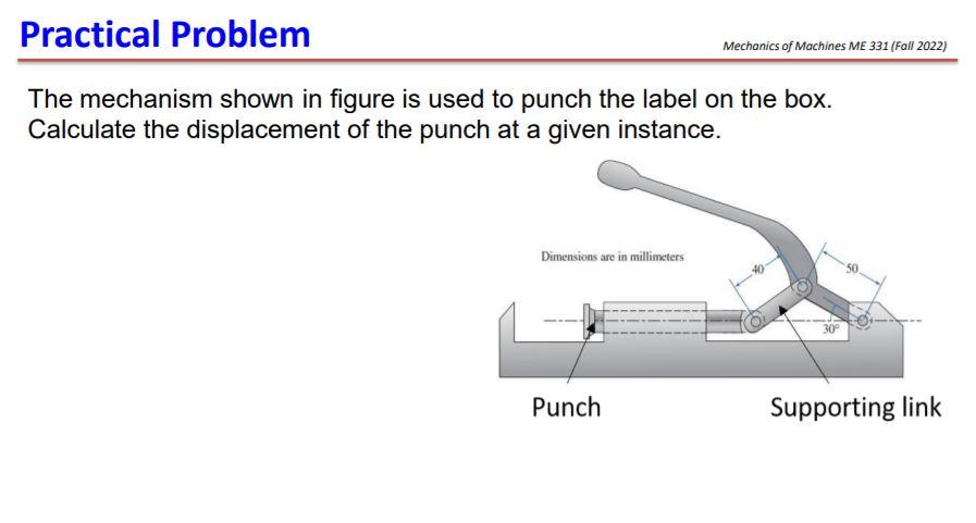 Solved The mechanism shown in figure is used to punch the | Chegg.com