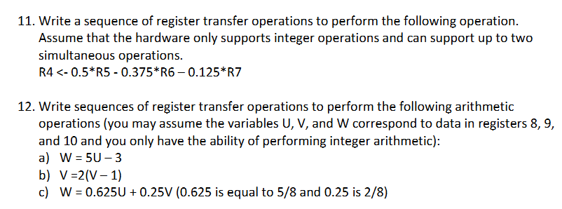 Write a sequence of ﻿register transfer operations to | Chegg.com