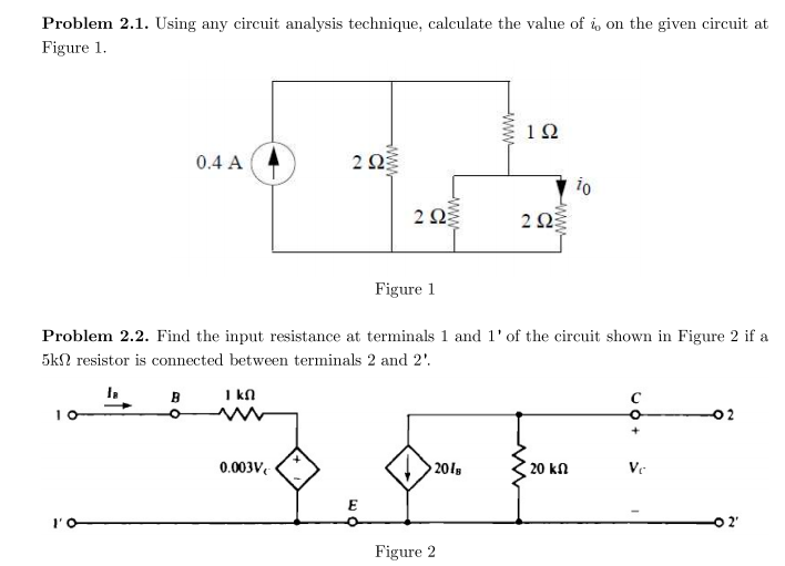Solved Problem 2.1. Using any circuit analysis technique, | Chegg.com
