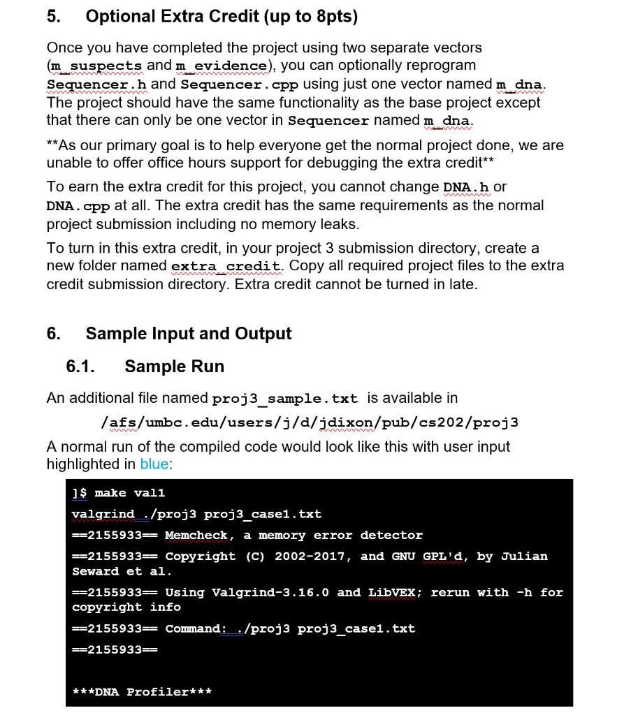 Project 3 - DNA Profiler 1. Overview In this project | Chegg.com
