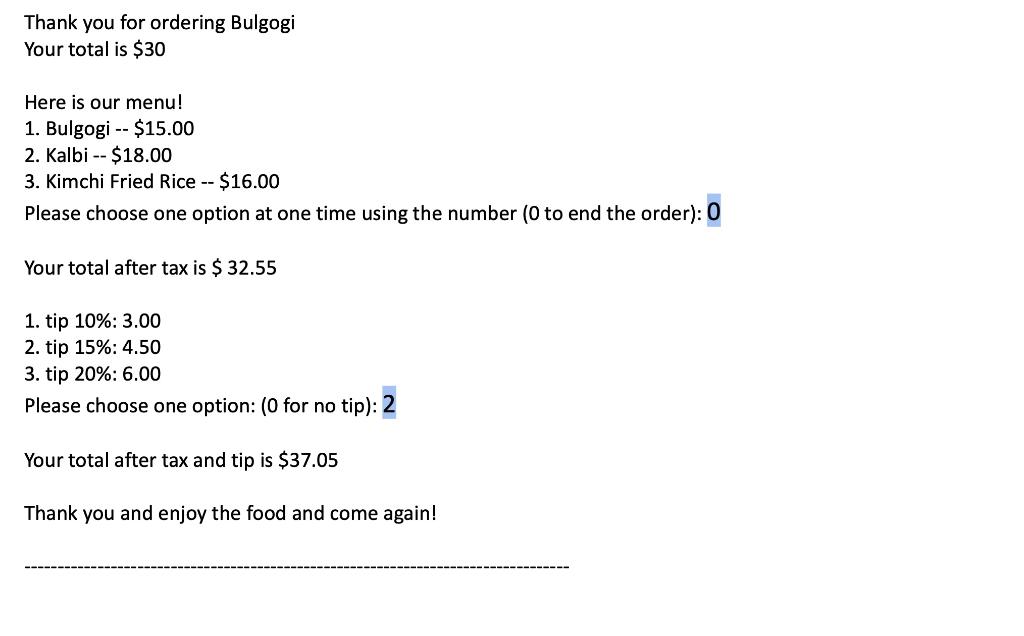 Solved 0 Part 1: Order (4 points] Let's make our own | Chegg.com