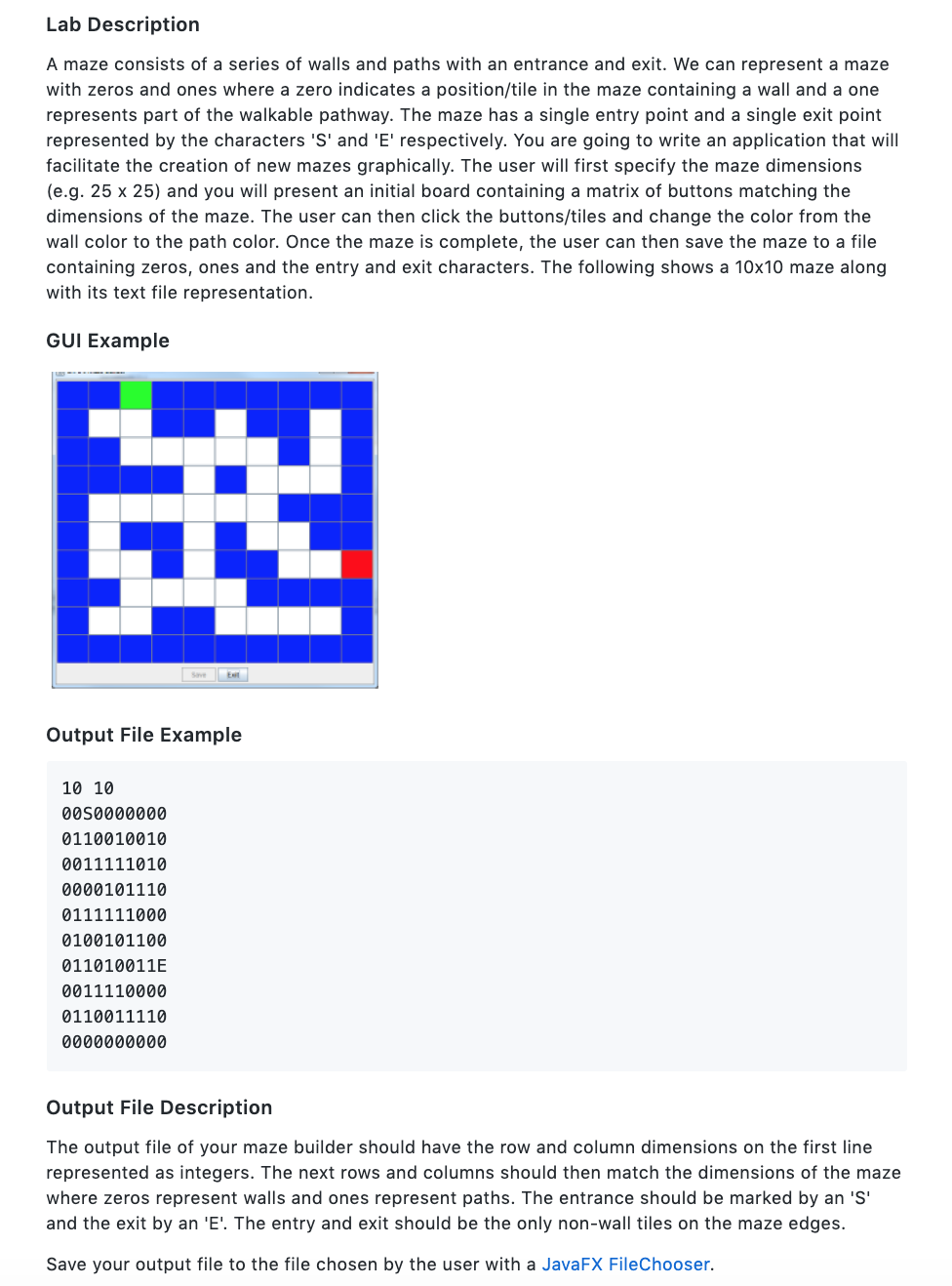 Lab Description A maze consists of a series of walls | Chegg.com