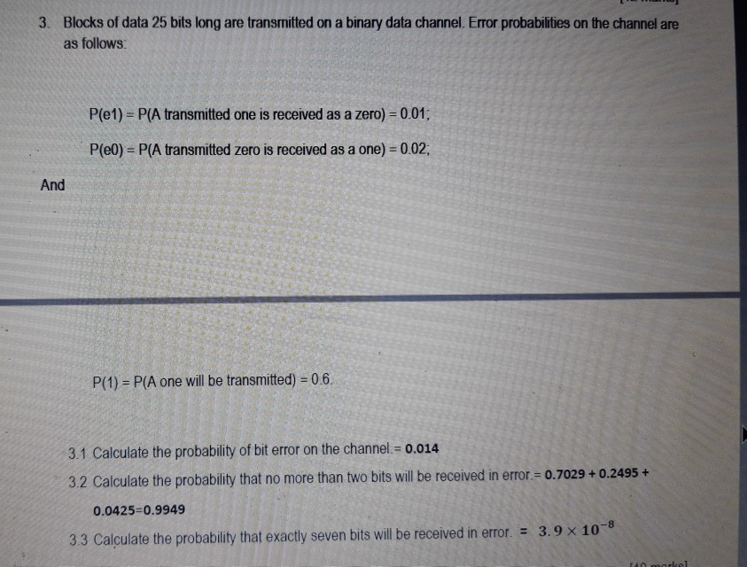 Solved 3. Blocks of data 25 bits long are transmitted on a | Chegg.com