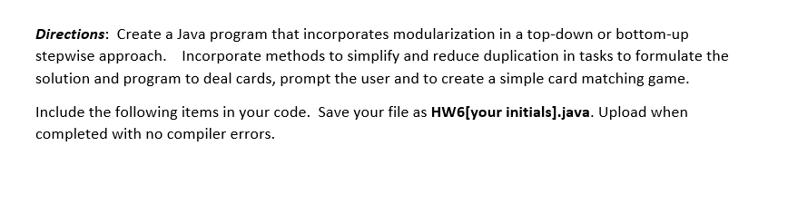 Solved Directions: Create a Java program that incorporates | Chegg.com