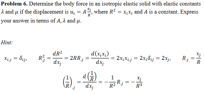 Problem 6. Determine the body force in an isotropic | Chegg.com