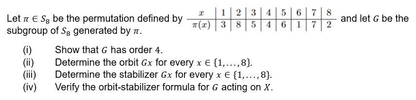 Solved Let π∈S8 be the permutation defined by and let G be | Chegg.com