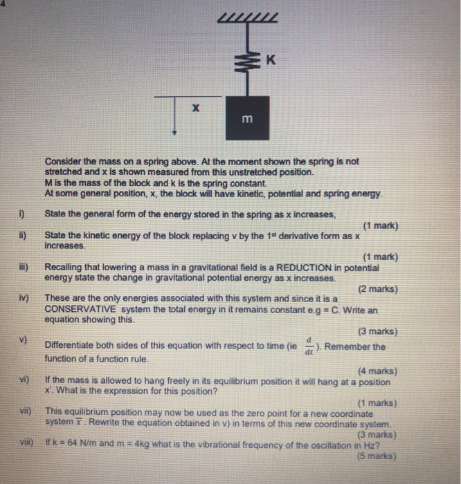 Solved Consider the mass on a spring above. At the moment | Chegg.com