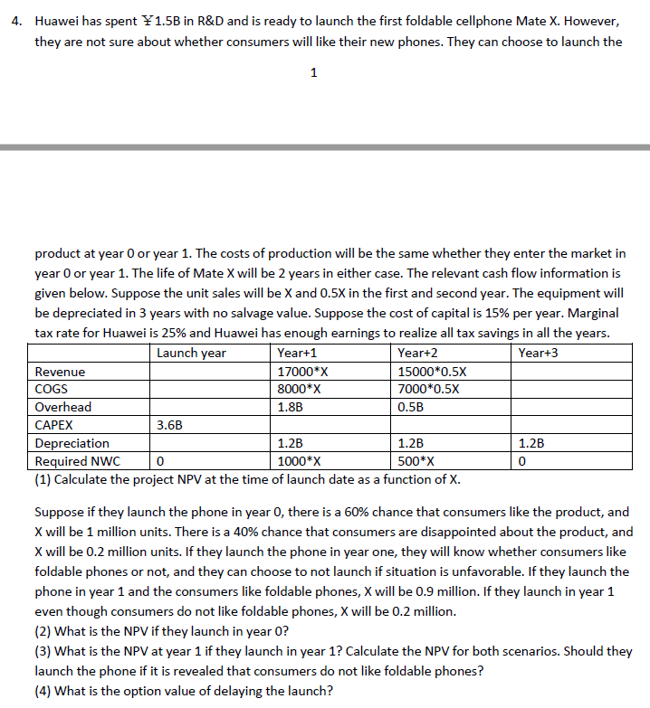 4. Huawei has spent Y1.5B in R&D and is ready to | Chegg.com