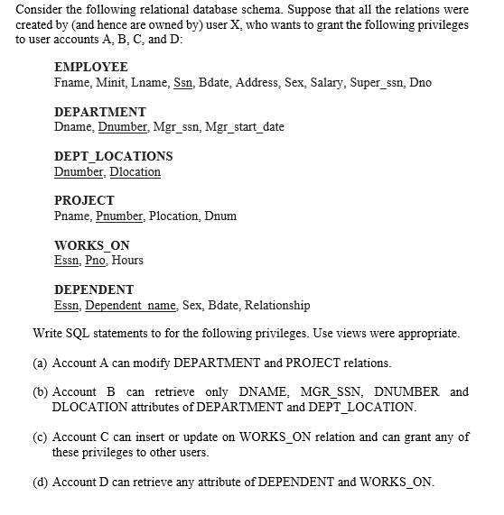 Solved Consider the following relational database schema. | Chegg.com
