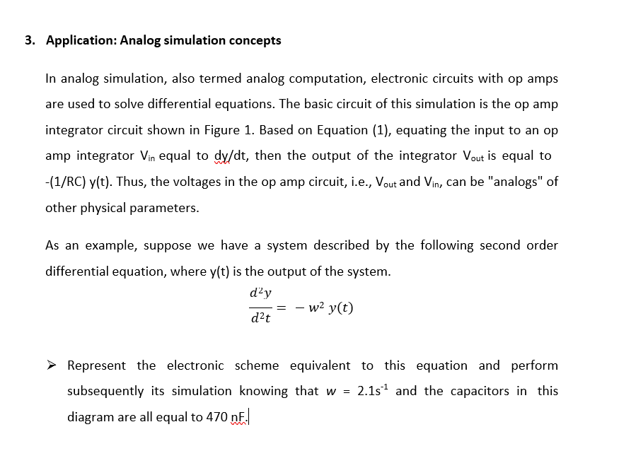 3. Application: Analog simulation concepts In analog | Chegg.com
