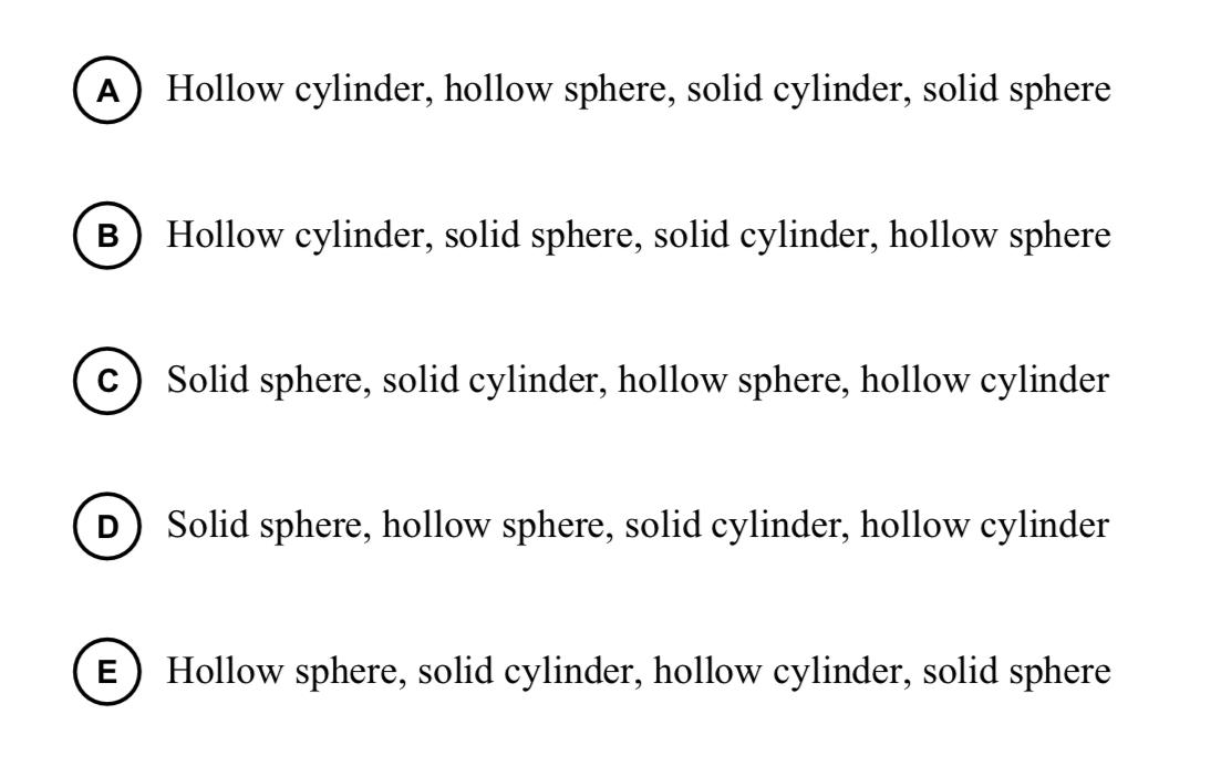 Solved 5. Four round objects of equal mass and radius roll | Chegg.com