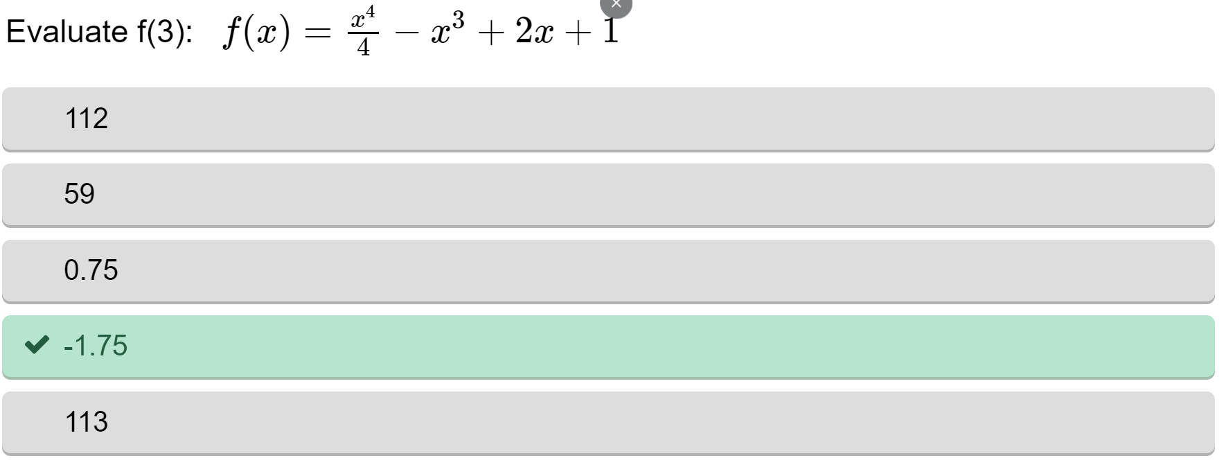 Solved I'm getting 0.25 when I plug in 3 into the x. Please | Chegg.com