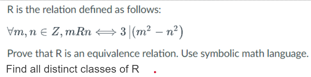 Solved R is the relation defined as follows: | Chegg.com
