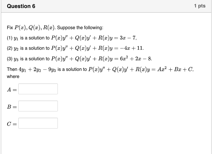 Solved Fix P(x),Q(x),R(x). Suppose the following: (1) y1 is | Chegg.com