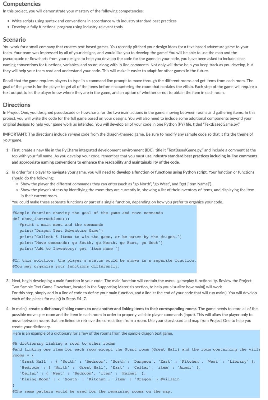 Solved Competencies In this project, you will demonstrate | Chegg.com