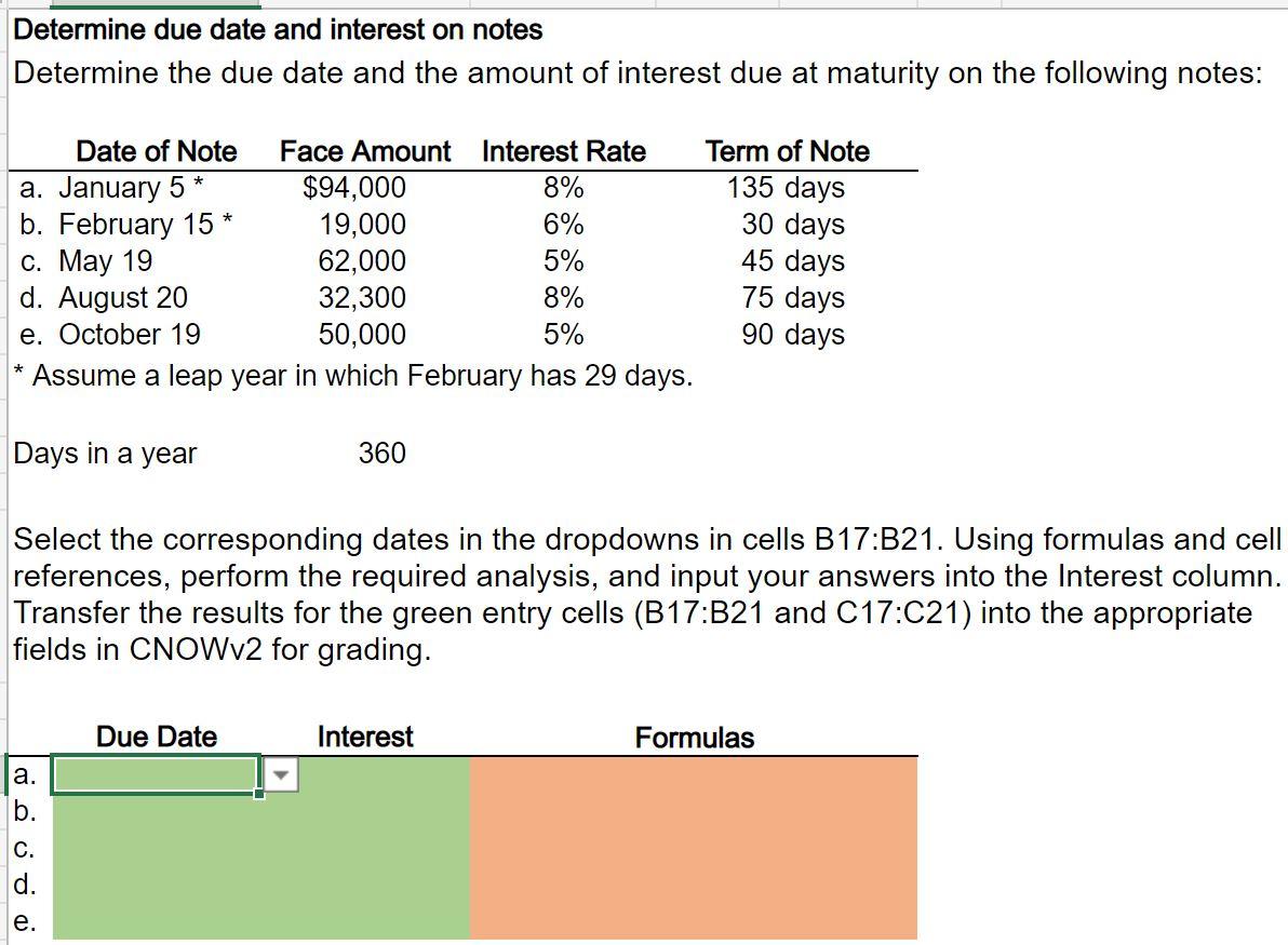 Solved Determine due date and interest on notes Determine | Chegg.com