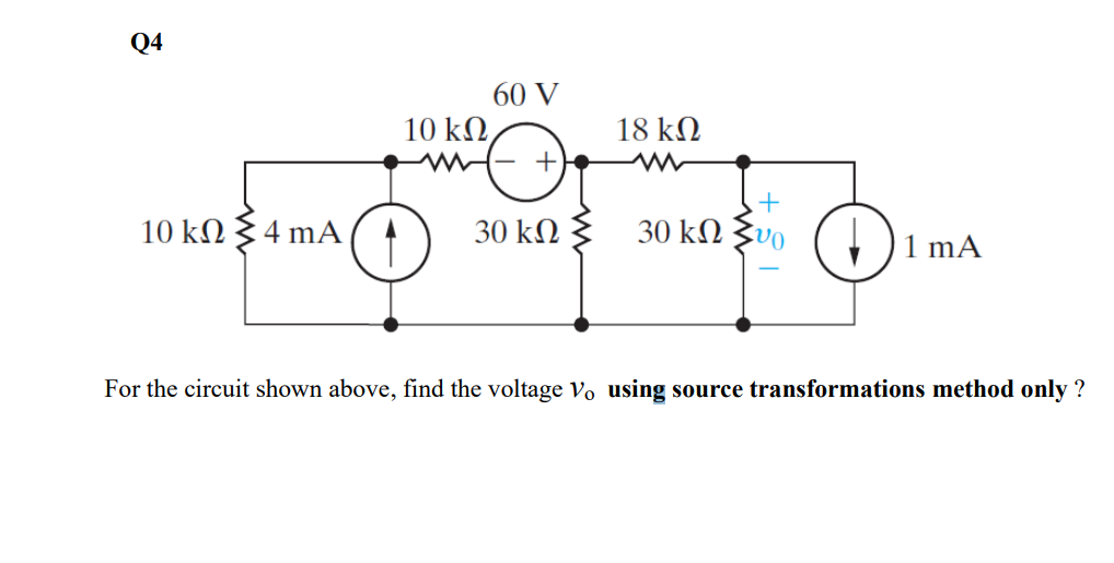 Solved For the circuit shown above, find the voltage vo | Chegg.com