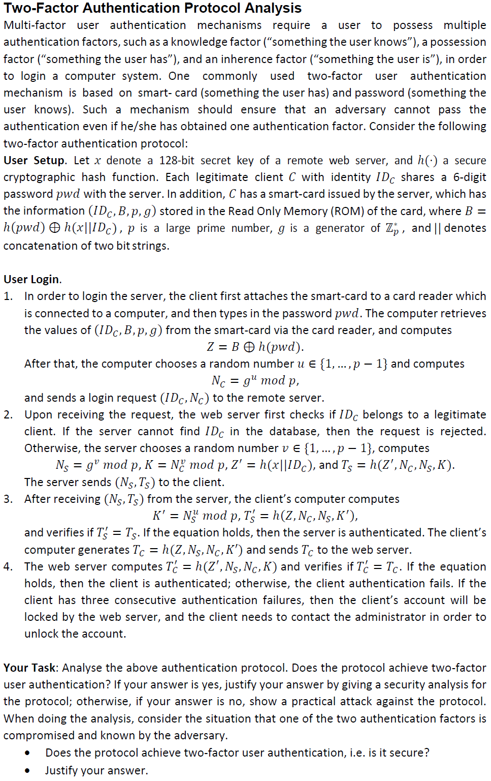 Two Factor Authentication Protocol Analysis