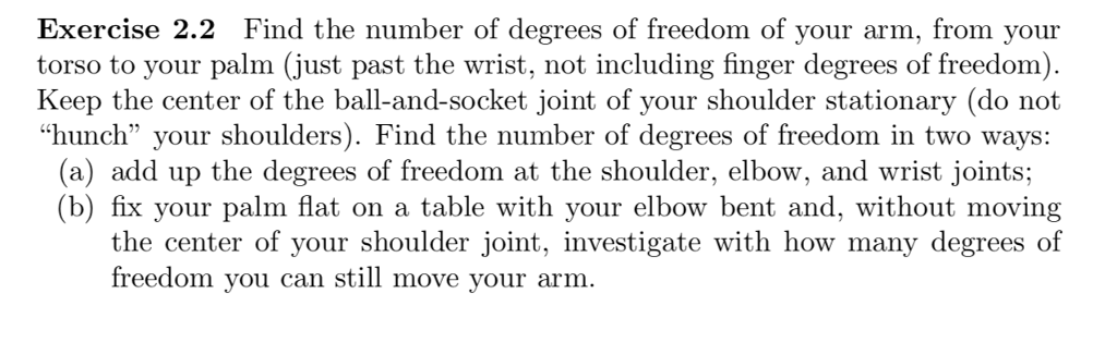 Solved Exercise 2.2 Find the number of degrees of freedom of | Chegg.com