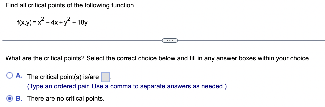 Solved Find all critical points of the following function. | Chegg.com