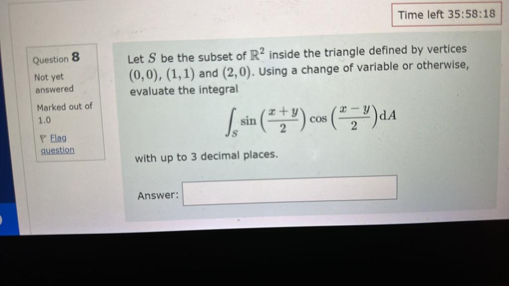 Solved Let S be the subset of R2 inside the triangle defined | Chegg.com