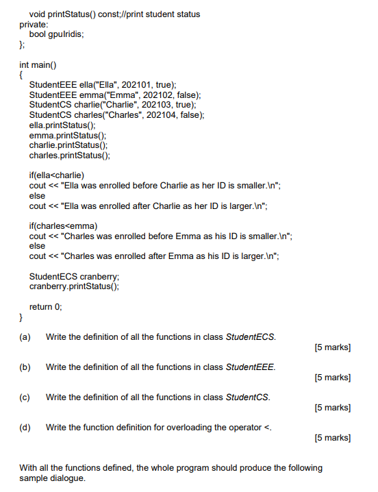 Solved Question 3 A program has a base class called | Chegg.com