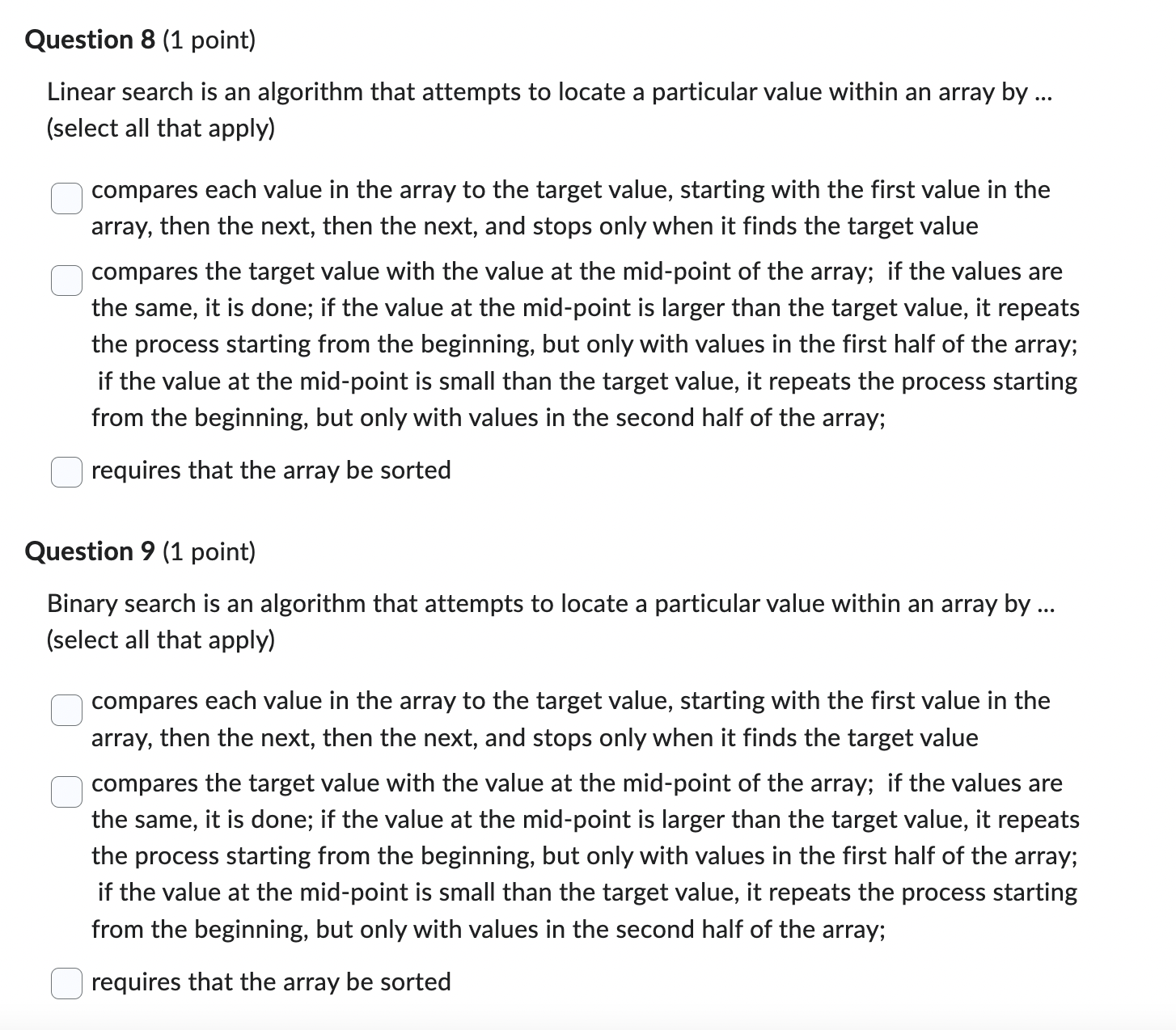 Solved Question 6 (1 point) Imagine a program where the user | Chegg.com