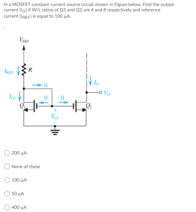 Solved In a MOSFET constant-current source circuit shown in | Chegg.com