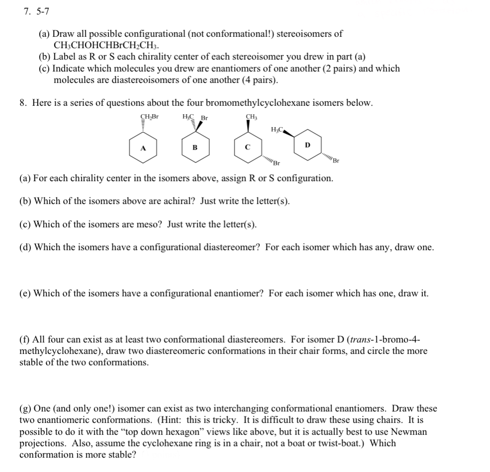 Solved (a) Draw all possible configurational (not | Chegg.com
