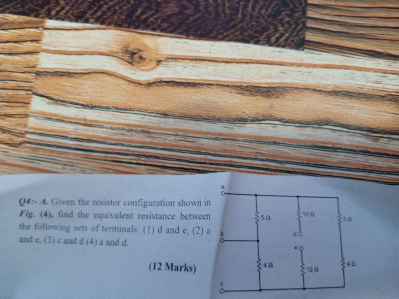 Solved 100 Q4:- A. Given the resistor configuration shown in | Chegg.com