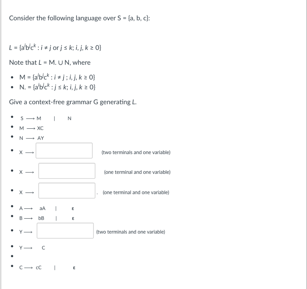Solved Consider the following language over S = {a,b,c}: L = | Chegg.com