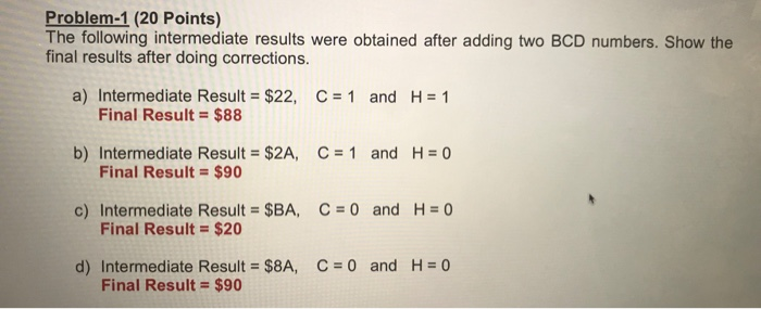 Solved Problem-1 (20 Points) The following intermediate | Chegg.com
