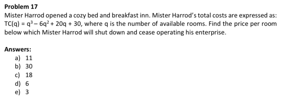 Solved Problem 17Mister Harrod opened a cozy bed and | Chegg.com