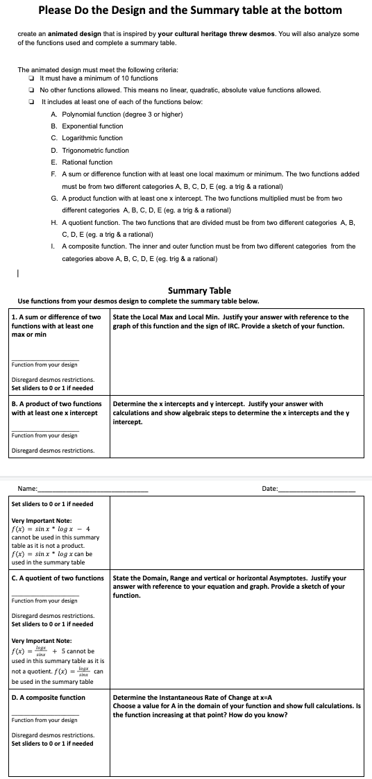 Solved Please Do the Design and the Summary table at the | Chegg.com