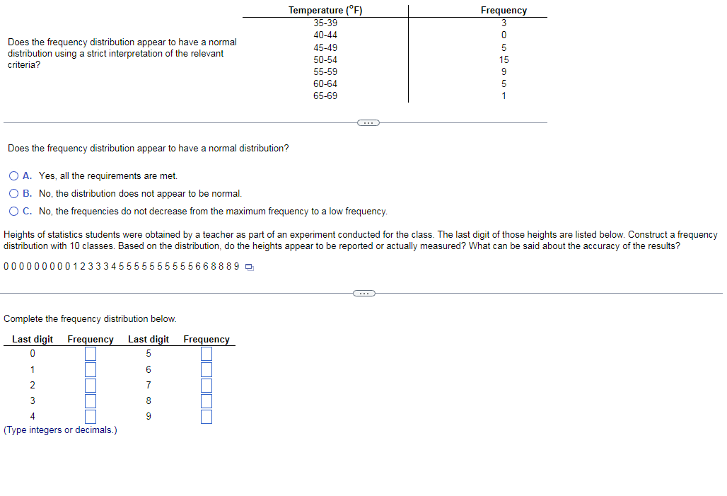 Solved Does the frequency distribution appear to have a | Chegg.com