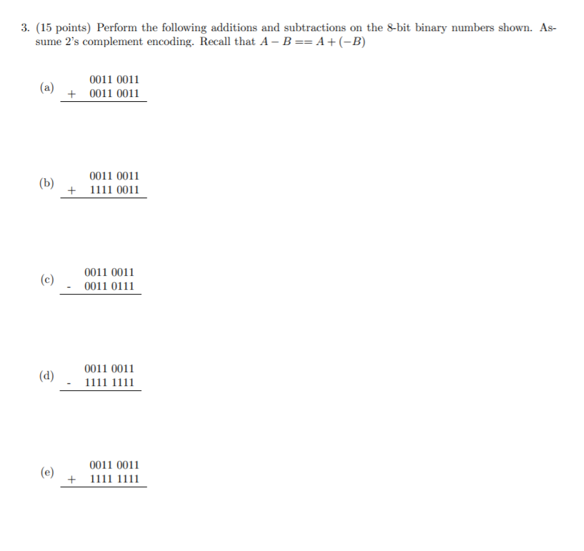Solved 3. (15 points) Perform the following additions and | Chegg.com