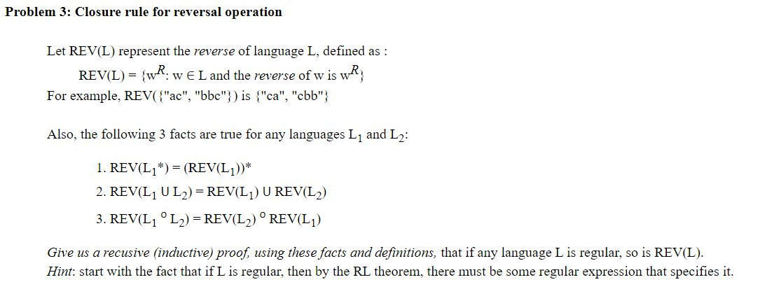 Solved Problem 3: Closure rule for reversal operation Let | Chegg.com