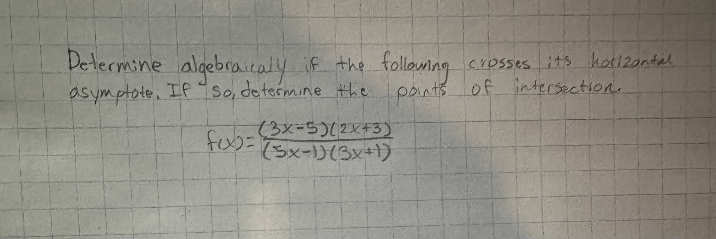Solved Determine algebraicaly if the following crosses its | Chegg.com