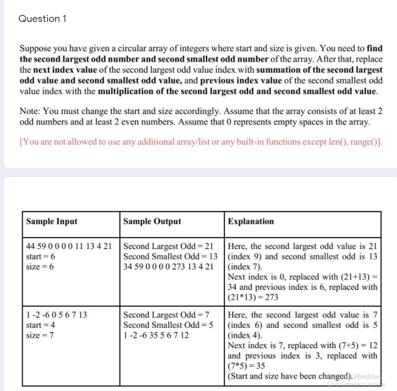 Solved Question 1 Suppose you have given a circular array of | Chegg.com